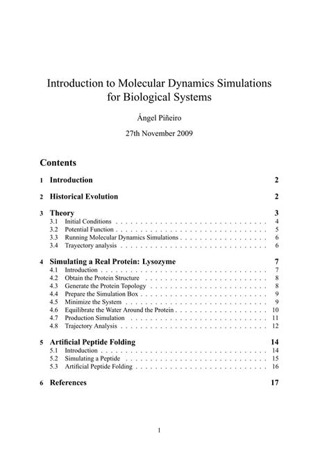 Introduction To Molecular Dynamics Simulations For Biological Systems