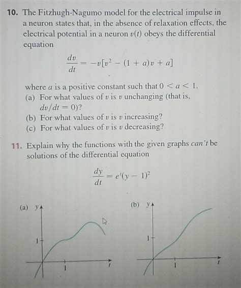 Solved 10 The Fitzhugh Nagumo Model For The Electrical