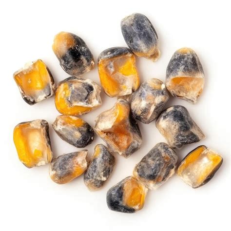 Moldy Corn Kernels Isolated On White Background Aflatoxin Aspergillus Flavus And Aspergillus