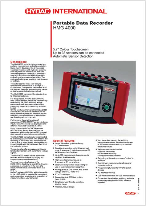Hydac Portable Data Recorder Hmg 4000 Hyquip Limited
