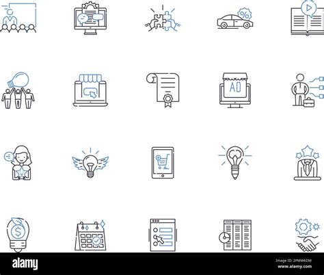 Marketing Strategy Outline Icons Collection Brand Promotion Advertising Targeting