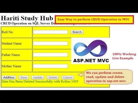 Best Way To Implement CRUD Operation In Asp Net MVC On SQL Database Hindi Free Online