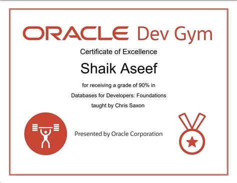 Oracledevgym Sql Databasedevelopment Learning Achievement Aseef Shaik