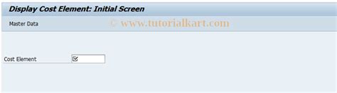 KA SAP Tcode Display Cost Element