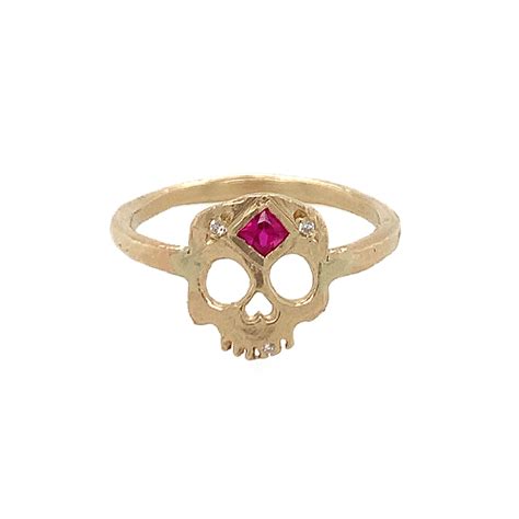 Skull Princess Cut Ruby Ring Kestrel