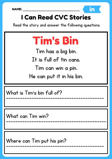 In Cvc Decodable Short Stories With Questions Word Families Made