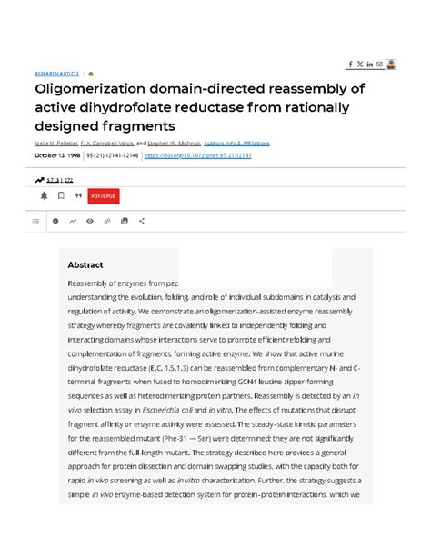 Oligomerization Domain Directed Reassembly Of Active Dihydrofolate