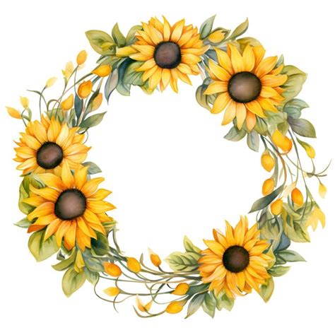 Premium Photo Watercolor Sunflower Frames Orange Sunflower Design For