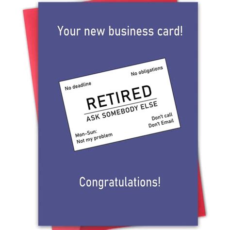 Retirement Congratulations Card Humorous Retirement Business Card