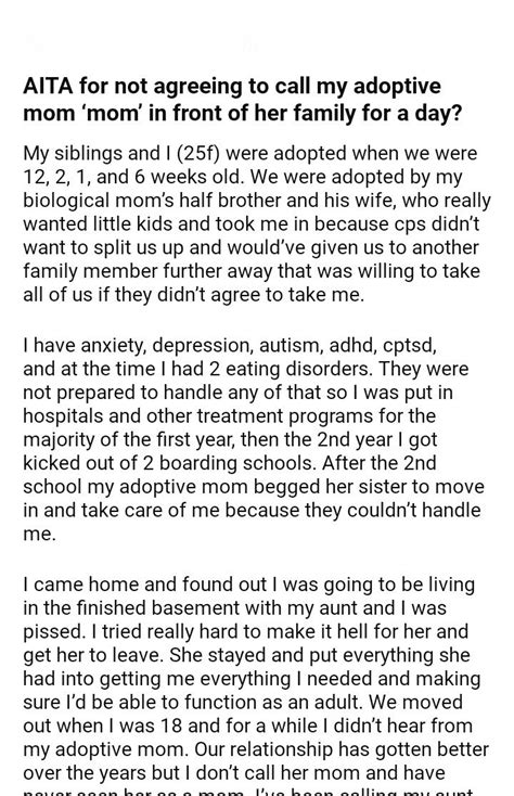 AITA for not agreeing to call my adoptive mom ‘mom’ – DJOTD.com