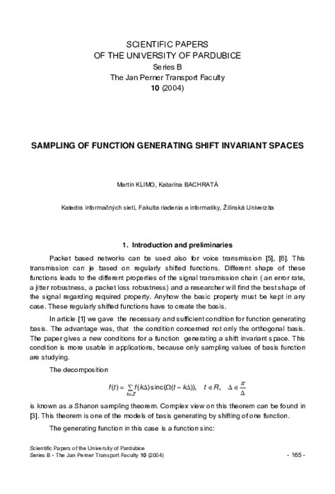 pdf sampling of function generating shift invariant spaces
