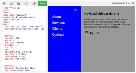 cara membuat navigasi sidebar dengan hamburger menu ~ muhammad fauzan