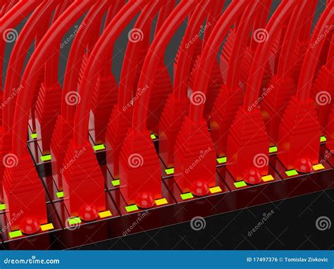 Red Network Cables Stock Photo Image Of Equipment Server