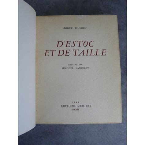 Escrime Ducret Roger Destoc Et De Taille Paris Editions Médicis 1949 Livre Luxe Book