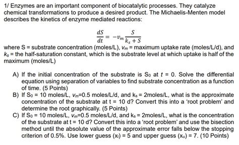 Solved Ks ﻿the Half Saturation Constant Which Is The