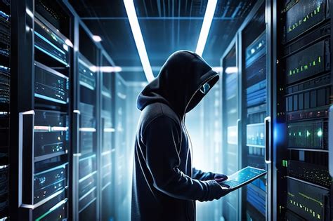 Hacker Will Hacking And Steal Data Information With Usb Drive In The Server Room Premium Ai