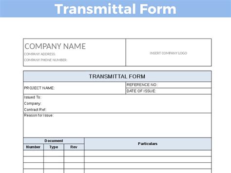 Transmittal Form Project Management Etsy