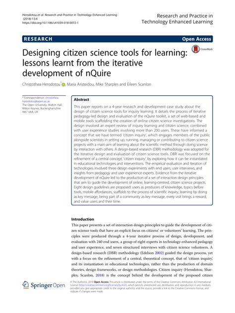 Pdf The Design And Evaluation Of A Sensor Based Mobile Application For Citizen Inquiry Science