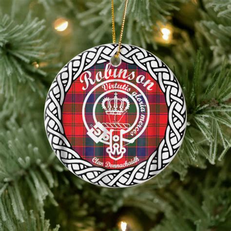 Scottish Clan Robinson Tartan And Crest Ceramic Ornament Zazzle