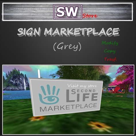 Second Life Marketplace Sign Marketplace Grey