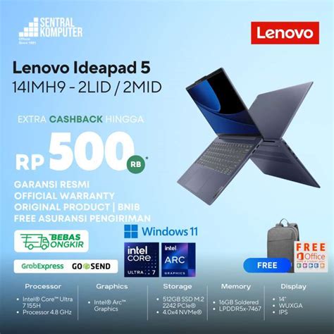Jual Lenovo Ideapad Slim Imh Core Ultra H Gb Gb W Ohs Di Seller Sentral