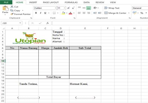 Tata Cara Membuat Nota Penjualan Di Excel Dengan Rumus Yang Ada
