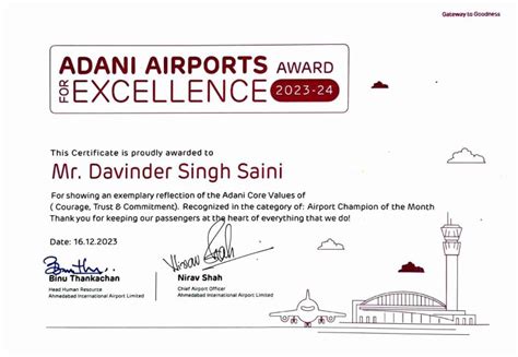 Davinder Singh Saini On Linkedin Airport Binu Yashdev Adani