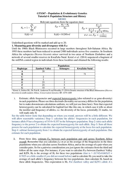 Tut Memo Memo GTS Population Evolutionary Genetics Tutorial Population Structure