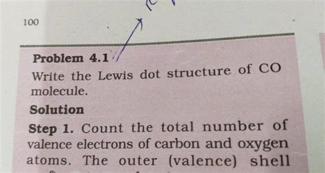 Write The Lewis Dot Structure Of Co Molecule Solutionstep Count The