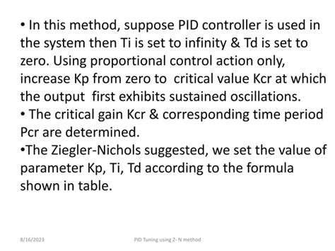 Ziegler Nichols Methods Pptx