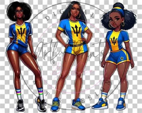 Bajan Girl Clipart Bundle Barbados Woman Fashion Girl Clip Art Black