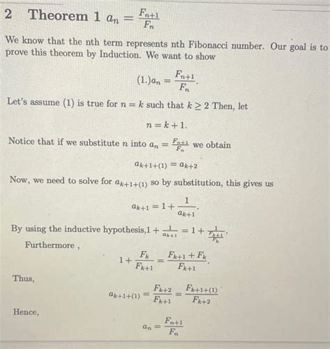 solved 2 fn 1 theorem 1 an fn we know that the nth term