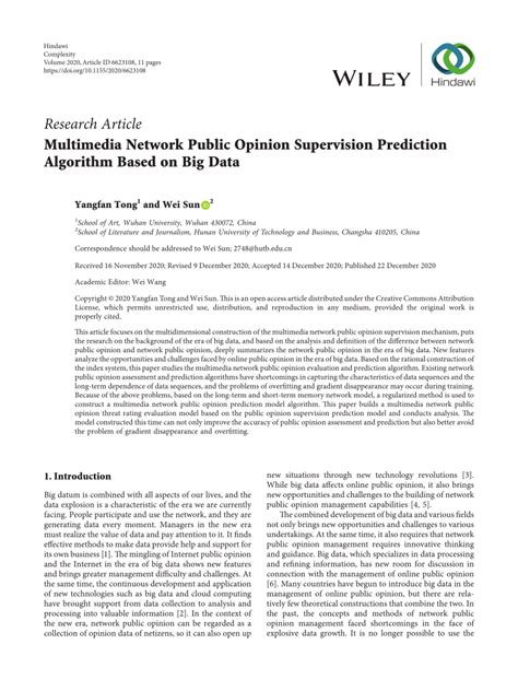 Pdf Multimedia Network Public Opinion Supervision Prediction