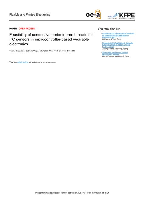 Pdf Feasibility Of Conductive Embroidered Threads For Ic Sensors In Microcontroller Based