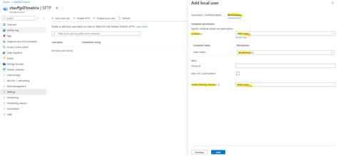 set up an azure storage account and blob storage for sftp access