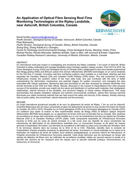 Pdf An Application Of Optical Fibre Sensing Real Time Monitoring Technologies At The Ripley