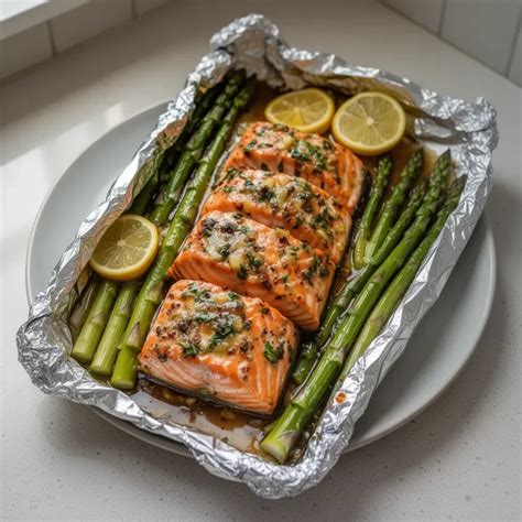 Baked Salmon In Foil With Asparagus