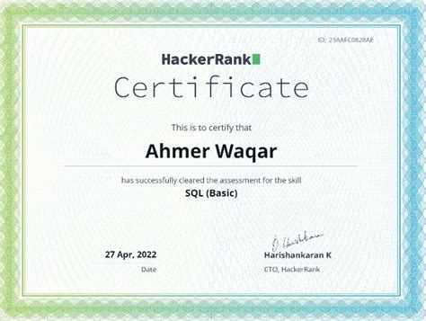 Ahmer Waqar On Linkedin Hackerrank Skills Sql