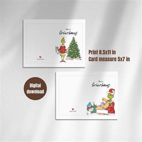 Digital Christmas Cards Grinch Merry Grinchmas Printable Pdf Etsy