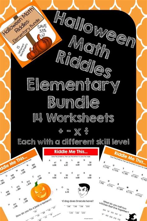 Halloween Math Riddles Elementary Bundle Halloween Math Math Math Riddles