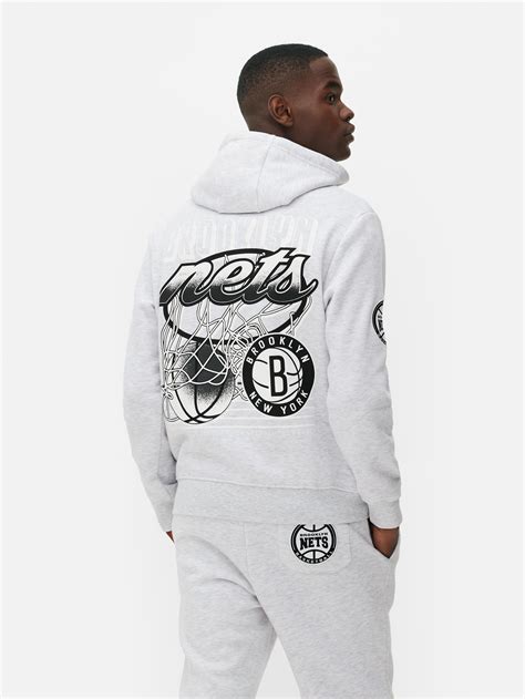 Mens Grey Marl Nba Brooklyn Nets Hoodie Primark
