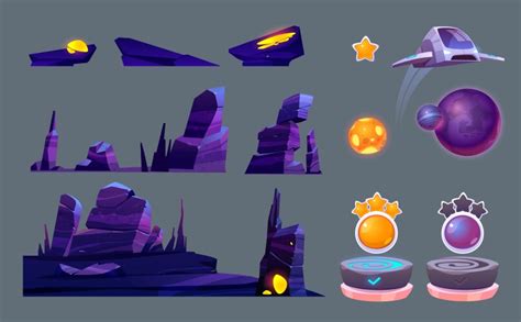 Space Game Ui Design Creation Kit Royalty Free Vector Image