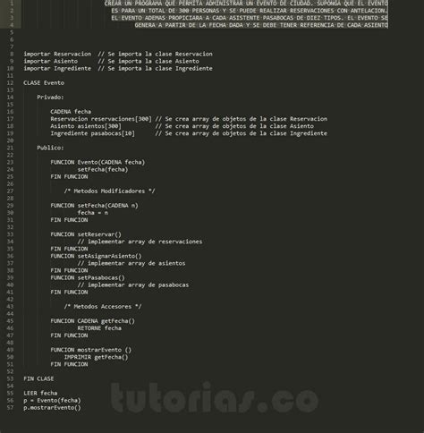 POO Pseudocodigo Clase Evento Tutorias Co