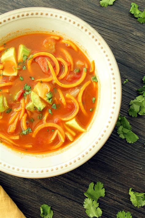Inspiralized Mexican Sweet Potato Fideos” Soup With Avocado