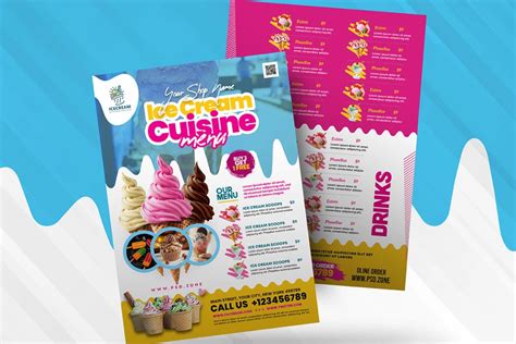 دانلود زیباترین منو بستنی فروشی با فرمت فتوشاپ قابل ویرایش کد 28614