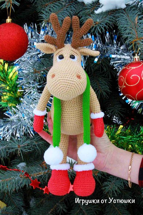 Pdf Олень Рудольф Бесплатный мастер класс схема и описание для вязания игрушки амигуруми