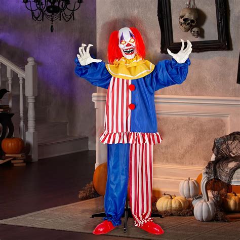 67” Animatronics Standing Red Blue Clown With Sound And Touch