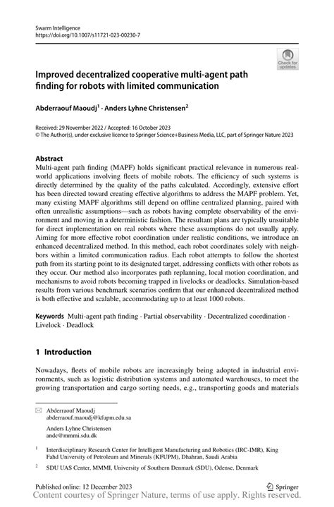 Improved Decentralized Cooperative Multi Agent Path Finding For Robots With Limited