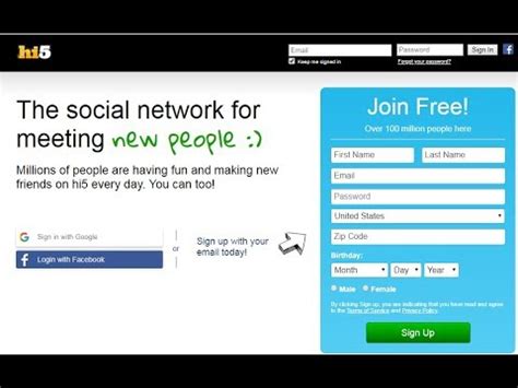 How To Sing Up Hi5 Top Dating Site Hi5 Social Media Presentation Hi5