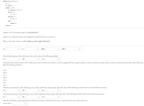 Solved Def Binary Search а T L0 R Lena 1 While L